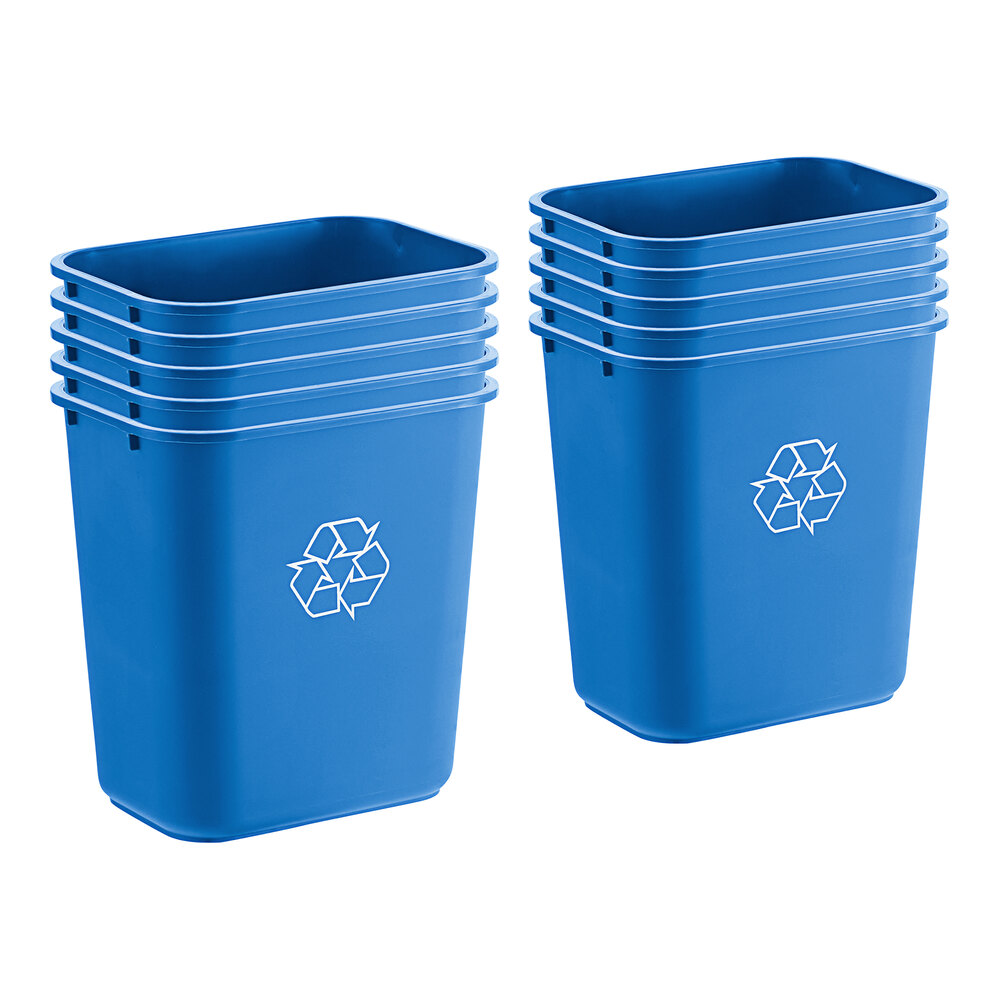 Lavex 28 Qt. / 7 Gallon Blue Rectangular Recycling Wastebasket - 10/Case