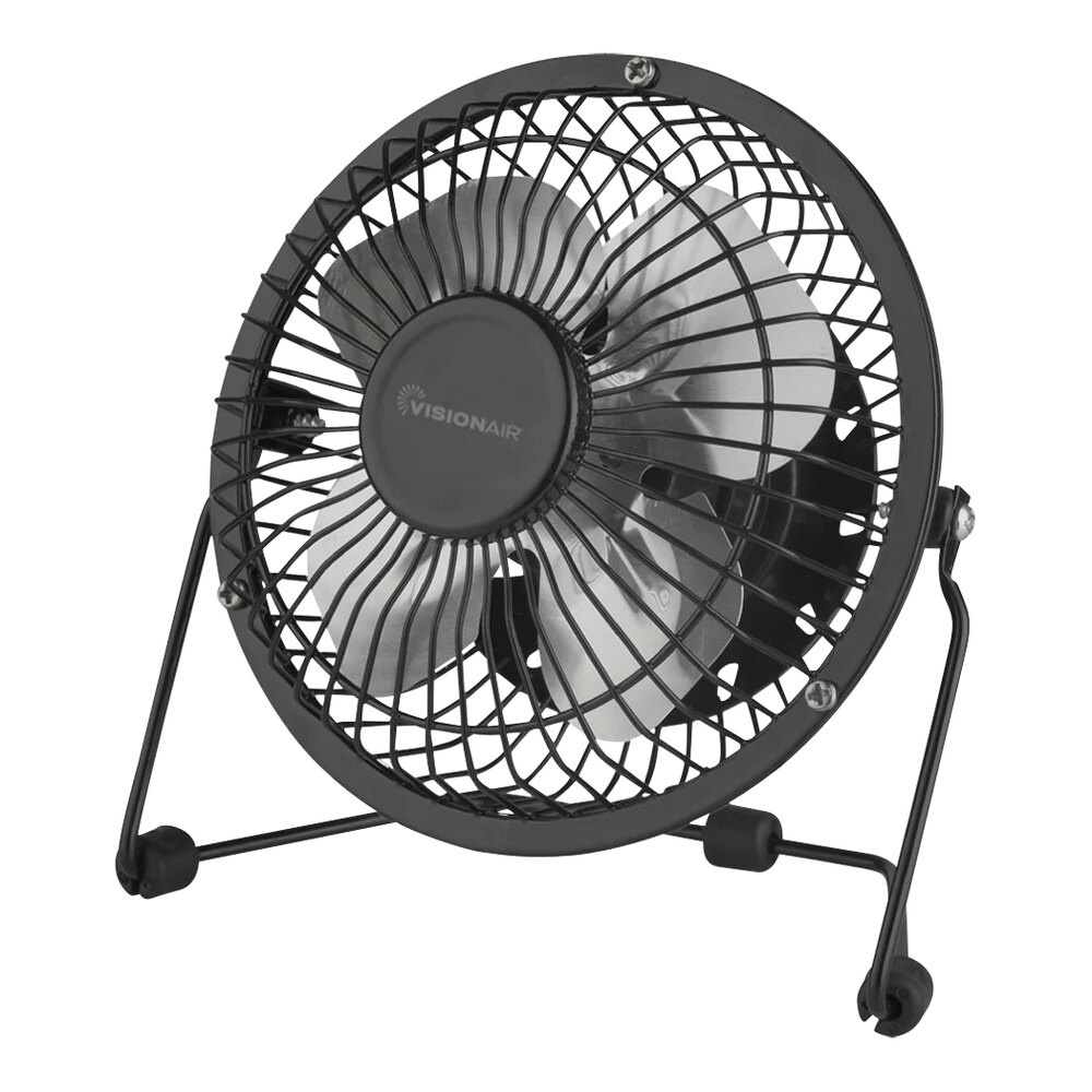 VisionAir 4" Black 1-Speed USB Table Fan with 360-Degree Tilting Head 1VAFD4