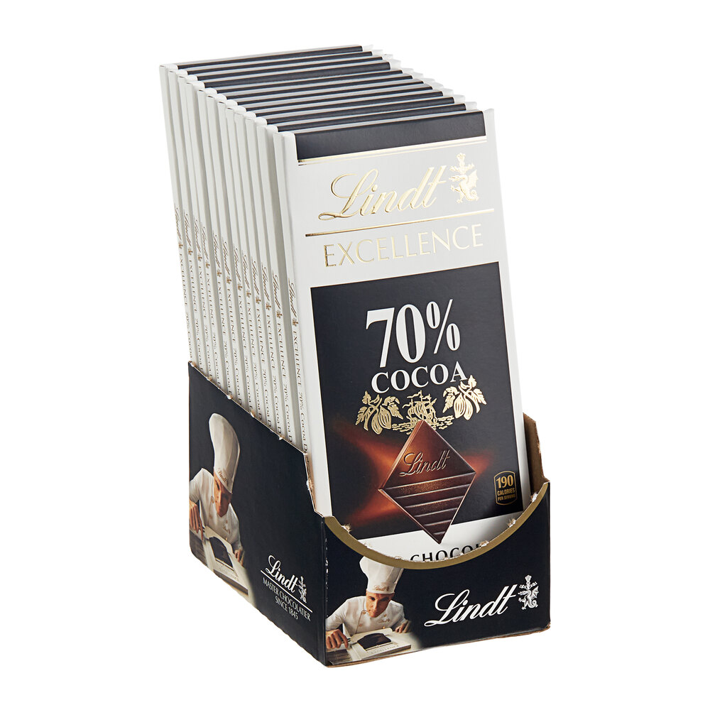 Lindt Excellence 70% Cocoa Dark Chocolate Bar 3.5 oz. - 144/Case
