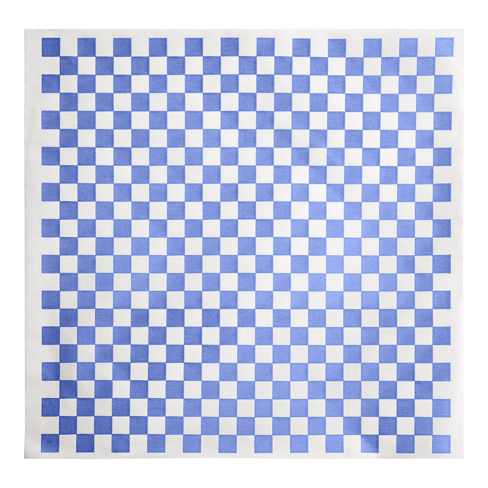 Choice 12" x 12" Small Blue Check Deli Sandwich Wrap Paper - 5,000/Case