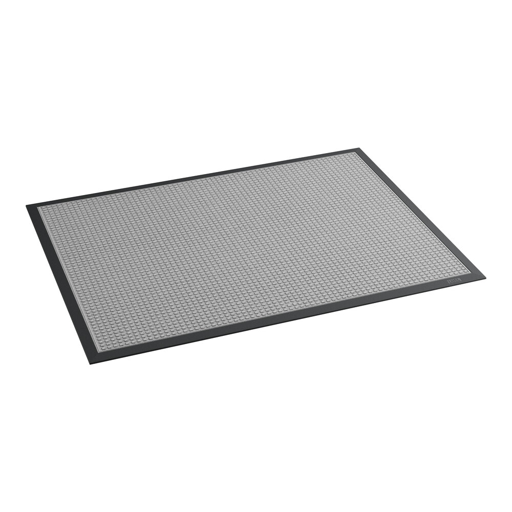 Lavex Water Absorbent 3' x 4' Gray Waffle Indoor Entrance Mat - 3/8" Thick