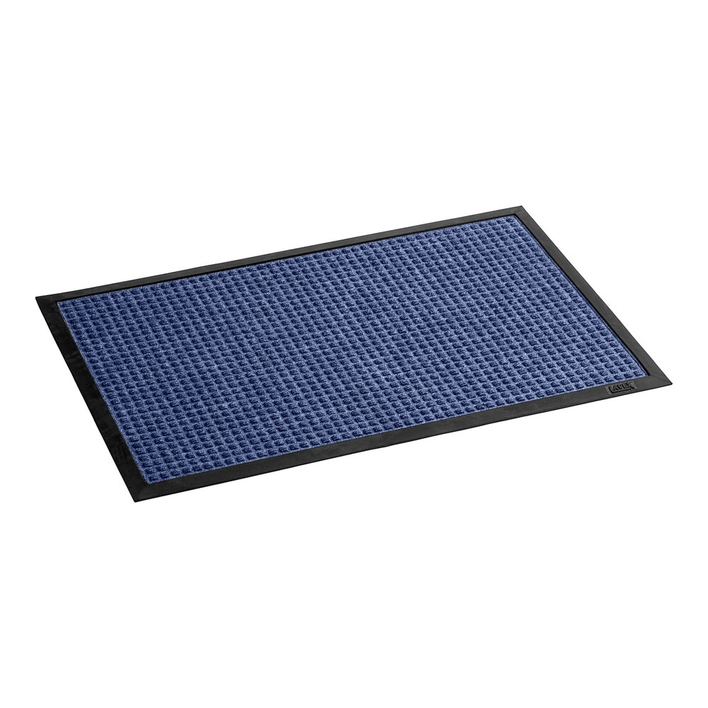 Lavex Water Absorbent 2' x 3' Blue Waffle Indoor Entrance Mat - 3/8" Thick