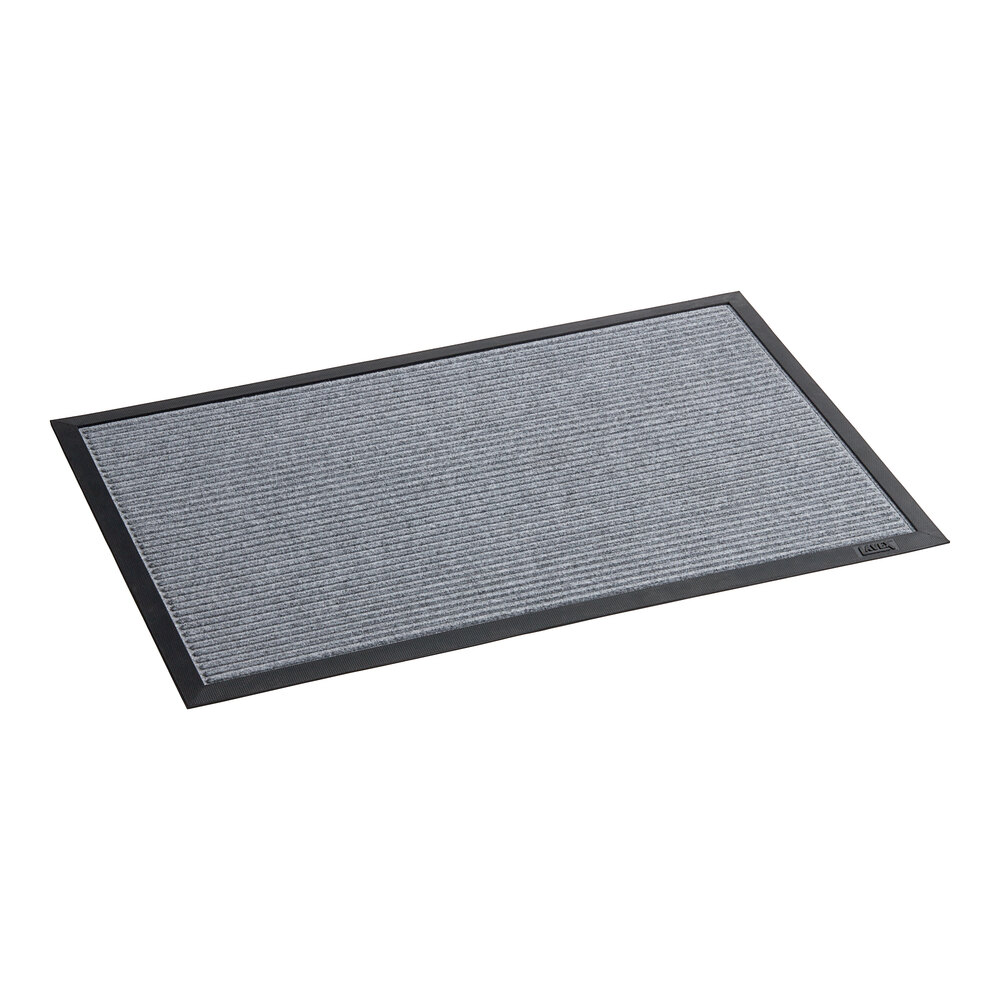 Lavex Needle Rib 2' x 3' Gray Indoor Entrance Mat - 3/8" Thick