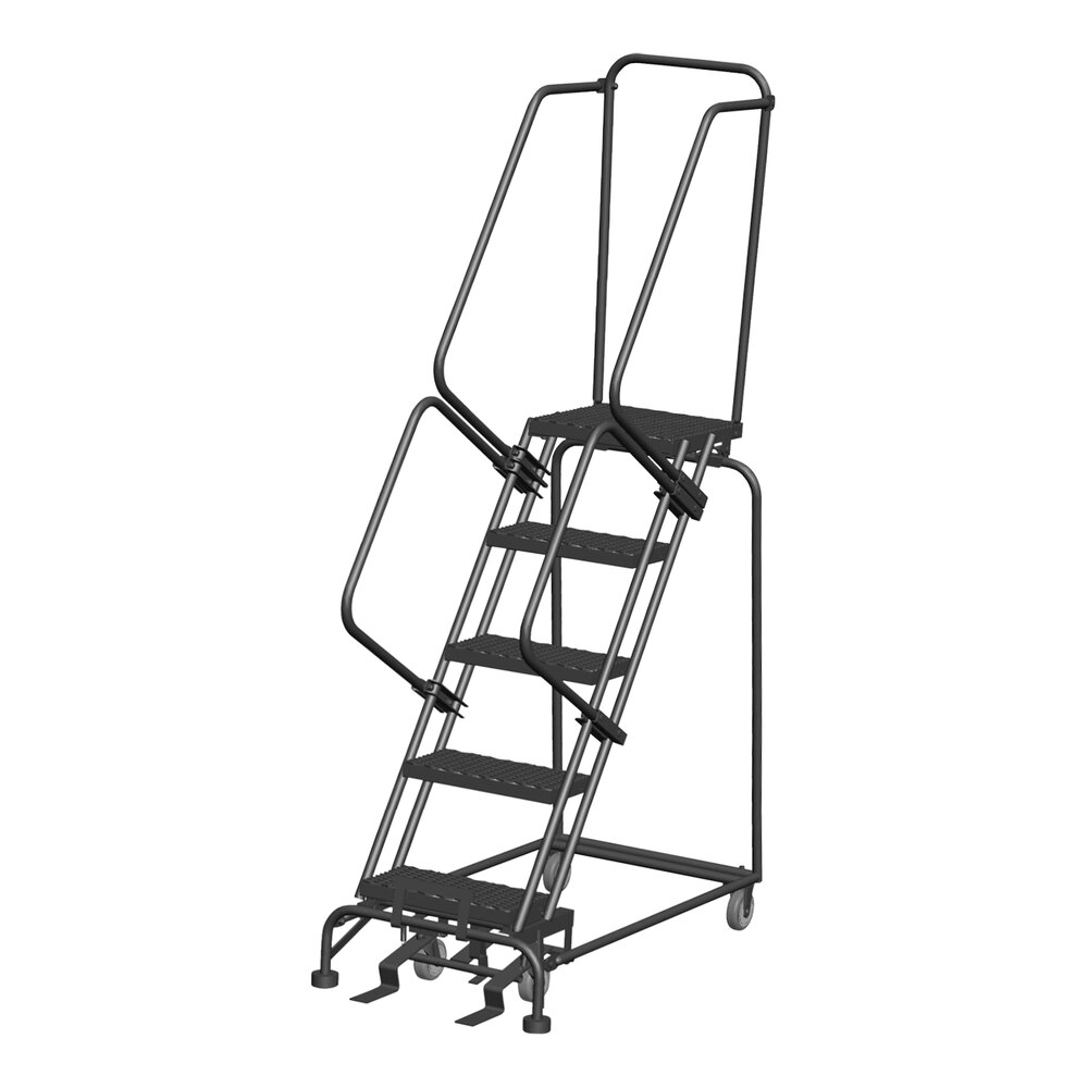 Ballymore M-2000 Series 5-Step Gray Steel Rolling Safety Ladder with ...