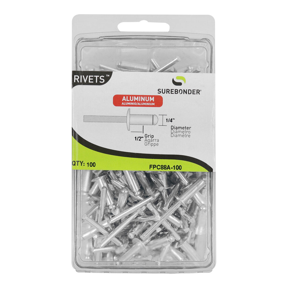 Surebonder 1/4" x 1/2" Light-Duty Aluminum Rivet 100-Count FPC88A-100 ...