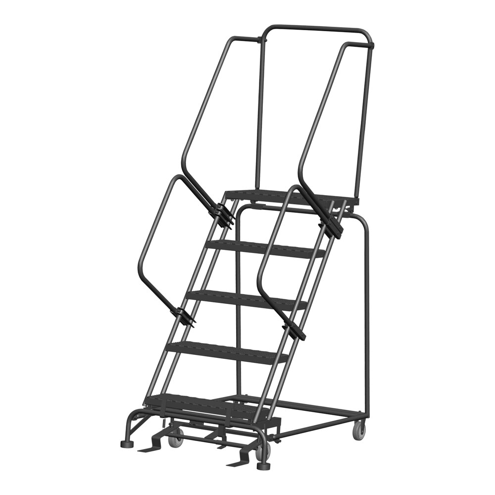 Ballymore M-2000 Series 5-Step Gray Steel Rolling Safety Ladder with ...