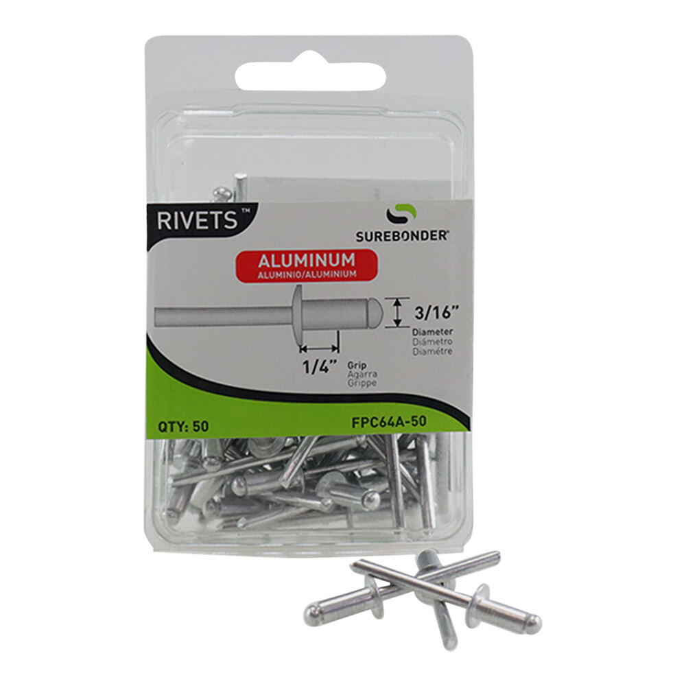 Surebonder 3/16" x 1/4" Light-Duty Aluminum Rivet 50-Count FPC64A-50 - 50/Case