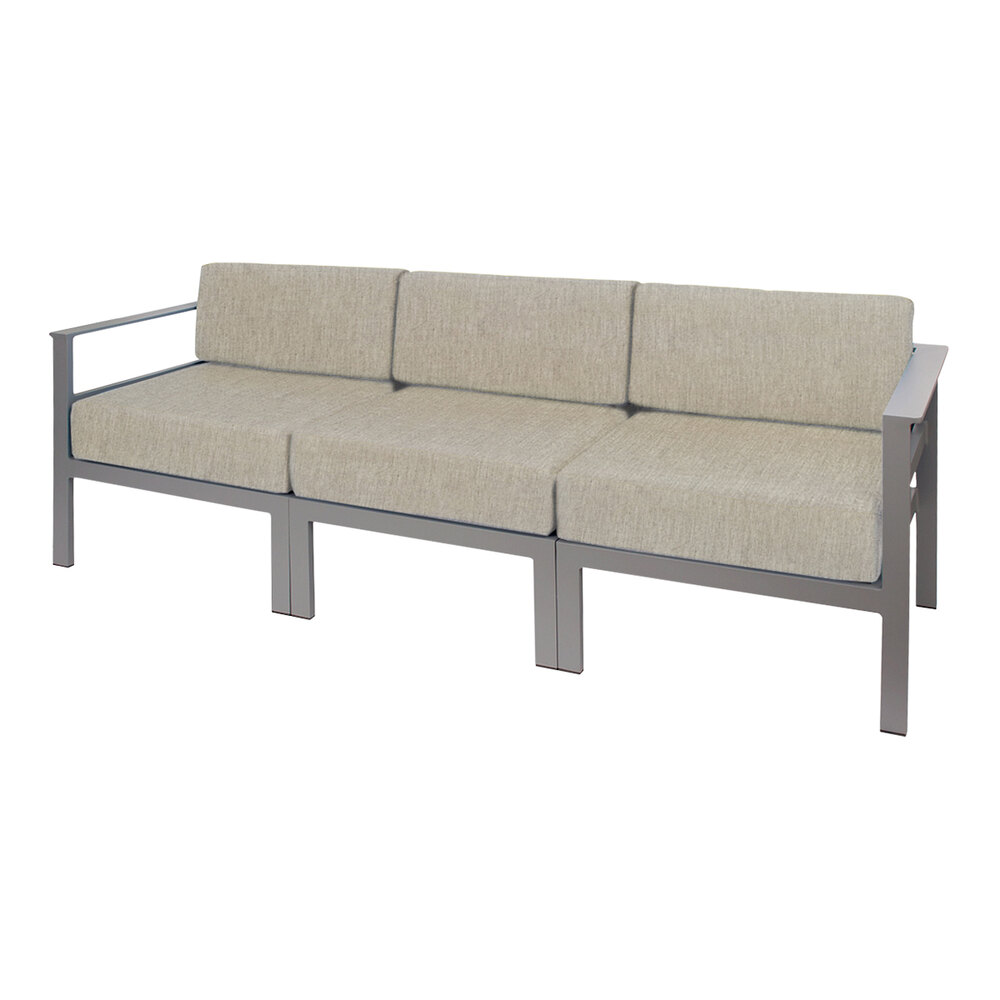 BFM Seating Belmar Gray Outdoor Sofa with Sunbrella Granite Gray Cushions