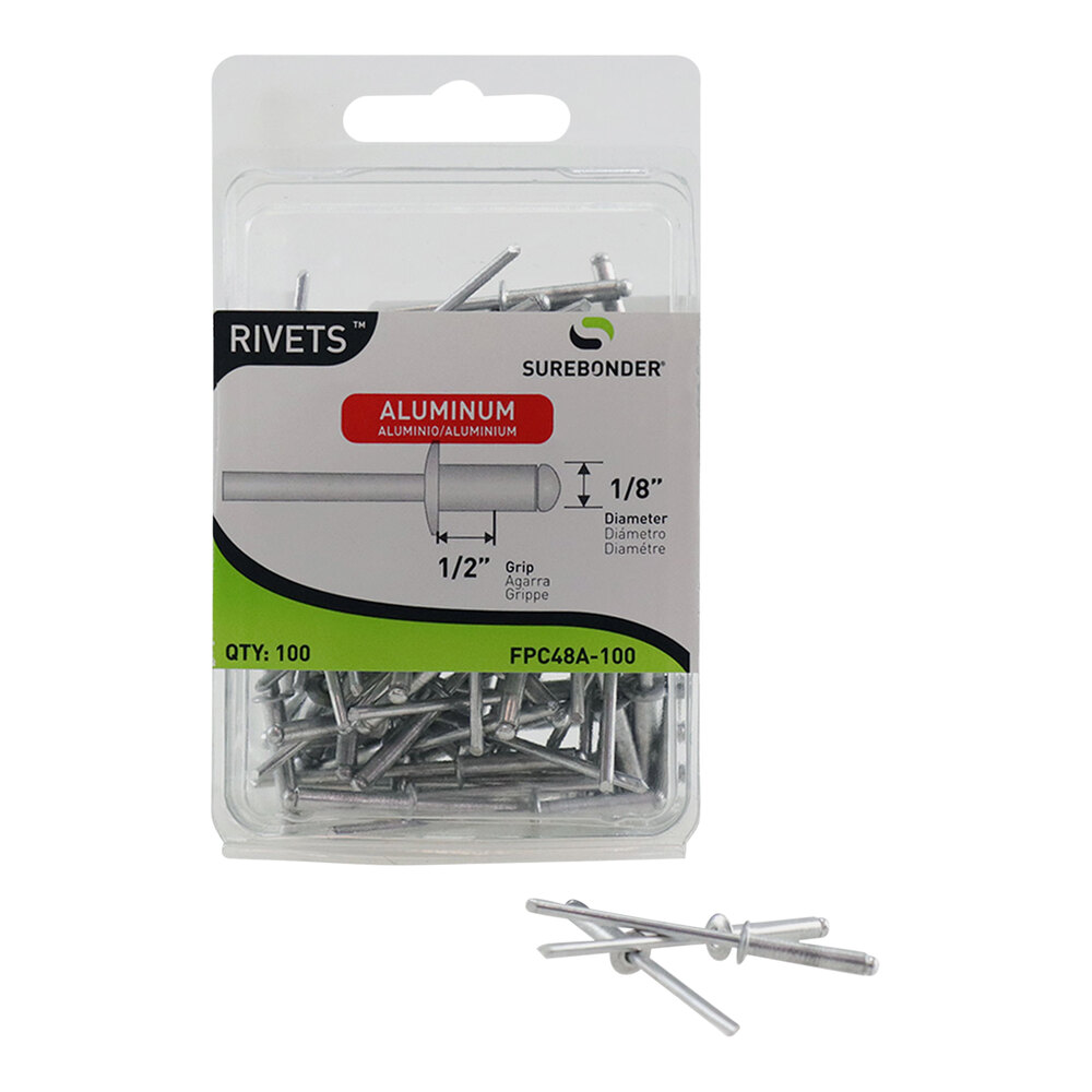Surebonder 1/8" x 1/2" Light-Duty Aluminum Rivet 100-Count FPC48A-100 - 50/Case