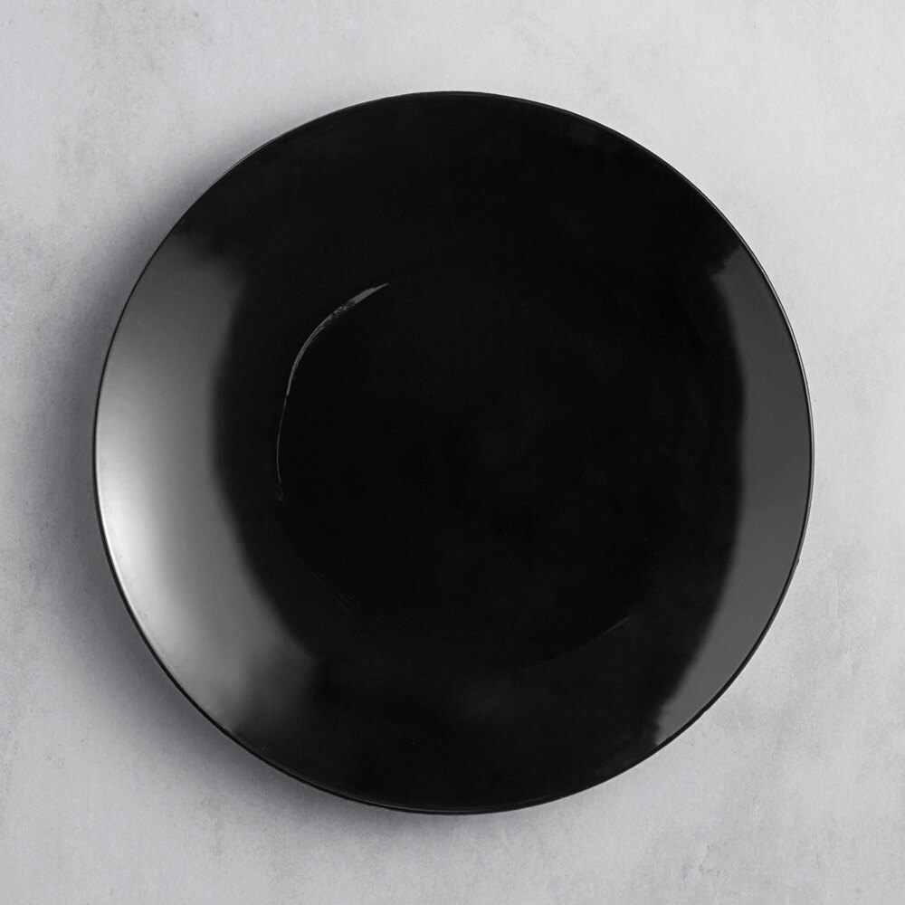 Visions Coupe 6" Black Round Plastic Plate - 150/Case