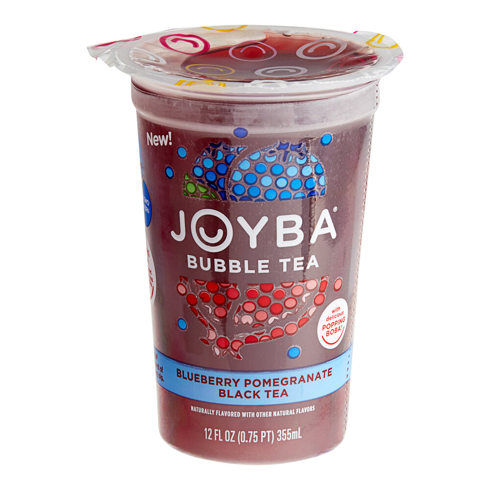 Joyba Ready-to-Drink Blueberry Pomegranate Black Bubble Tea 12 oz. - 6/Case