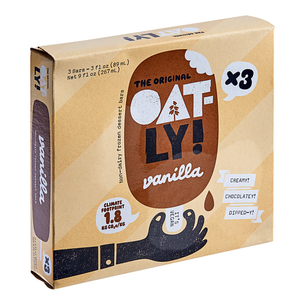Oatly Plant-Based Chocolate-Dipped Vanilla Oat Milk Ice Cream Bar 3 oz. - 24/Case