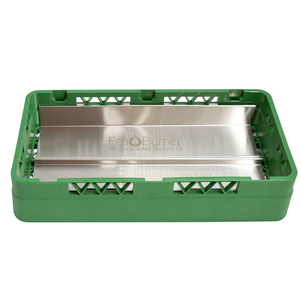 EcoBurner 20" x 10" x 4" Green Storage Rack with Stainless Steel Insert ...