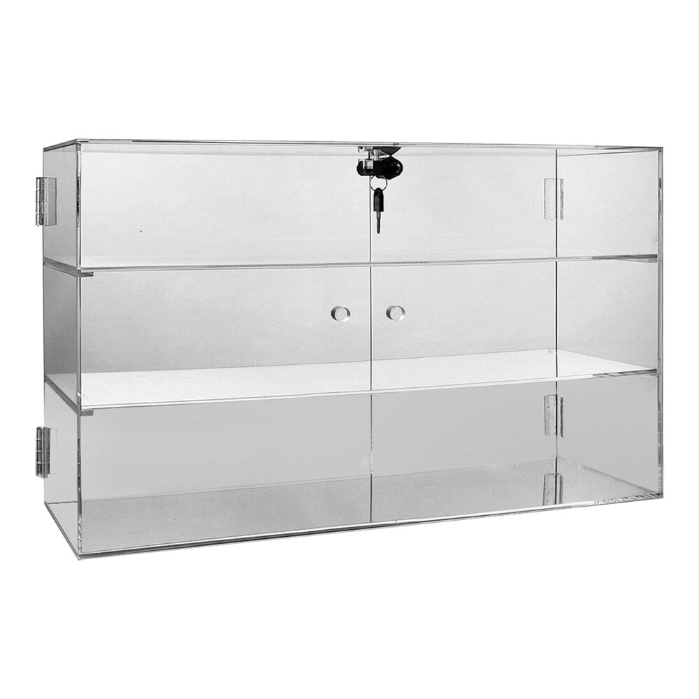 21" x 7 1/2" x 13" Clear Acrylic 3-Shelf Locking Countertop Display Case