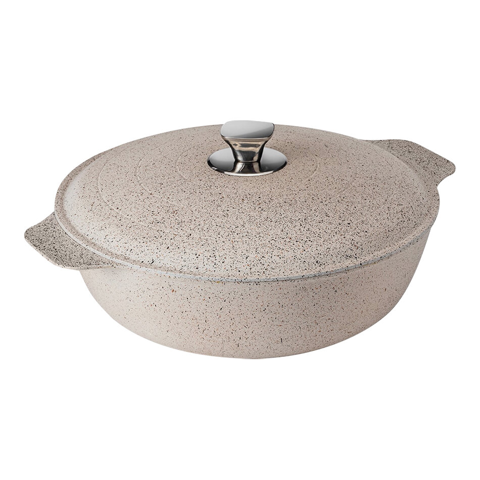 Rosseto Cooklite 7 Qt. Cream Round Enamel Coated Cast Aluminum ...