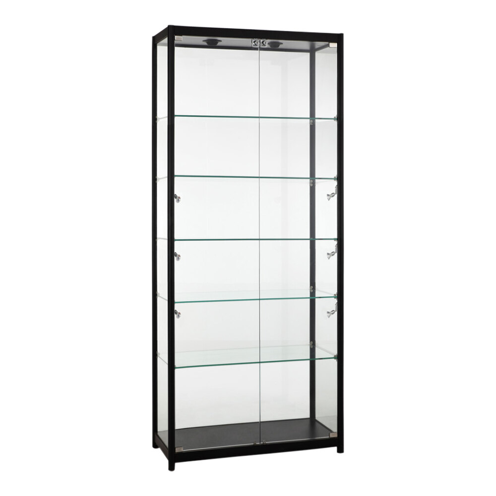 39 1/2" x 15 1/2" x 78" Glass 4-Shelf Locking Display Showcase with LED ...