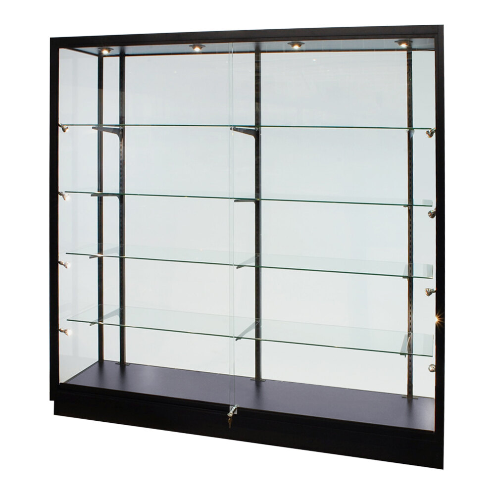 70" x 20" x 72" Glass 4-Shelf Locking Display Showcase with LED ...