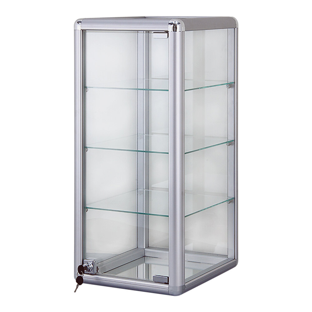 12" x 14" x 27" Glass 3-Shelf Locking Countertop Display Showcase with ...