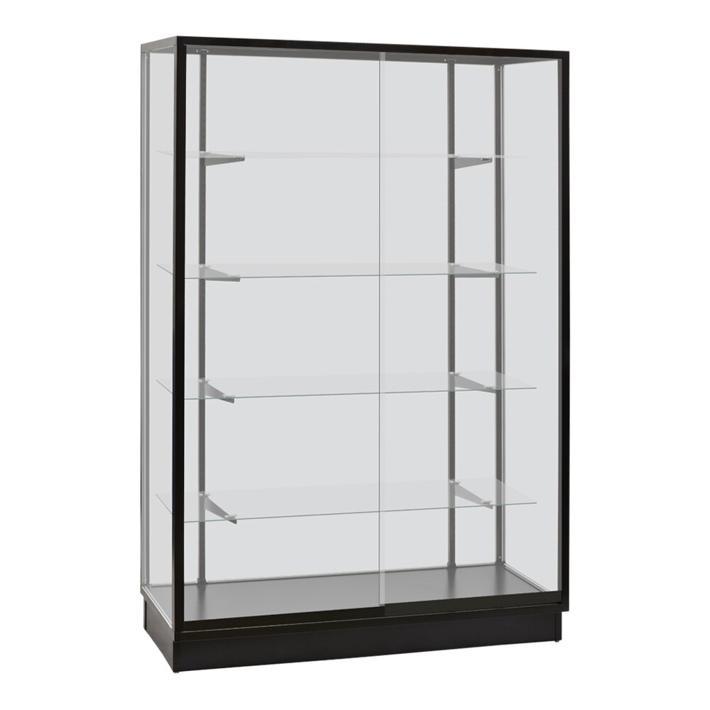 48" x 20" x 72" Glass 4-Shelf Display Showcase with Black Aluminum ...