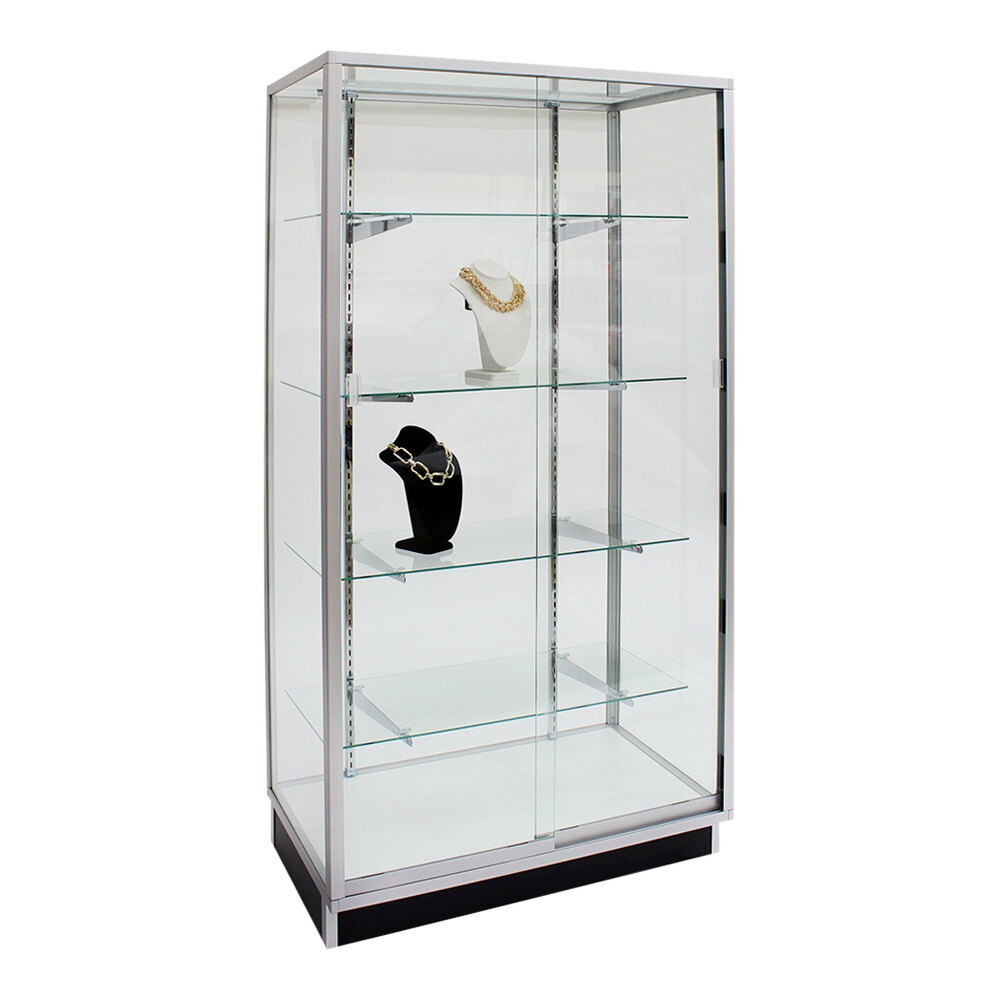 36" x 20" x 72" Glass 4-Shelf Display Showcase with Glass Back and ...