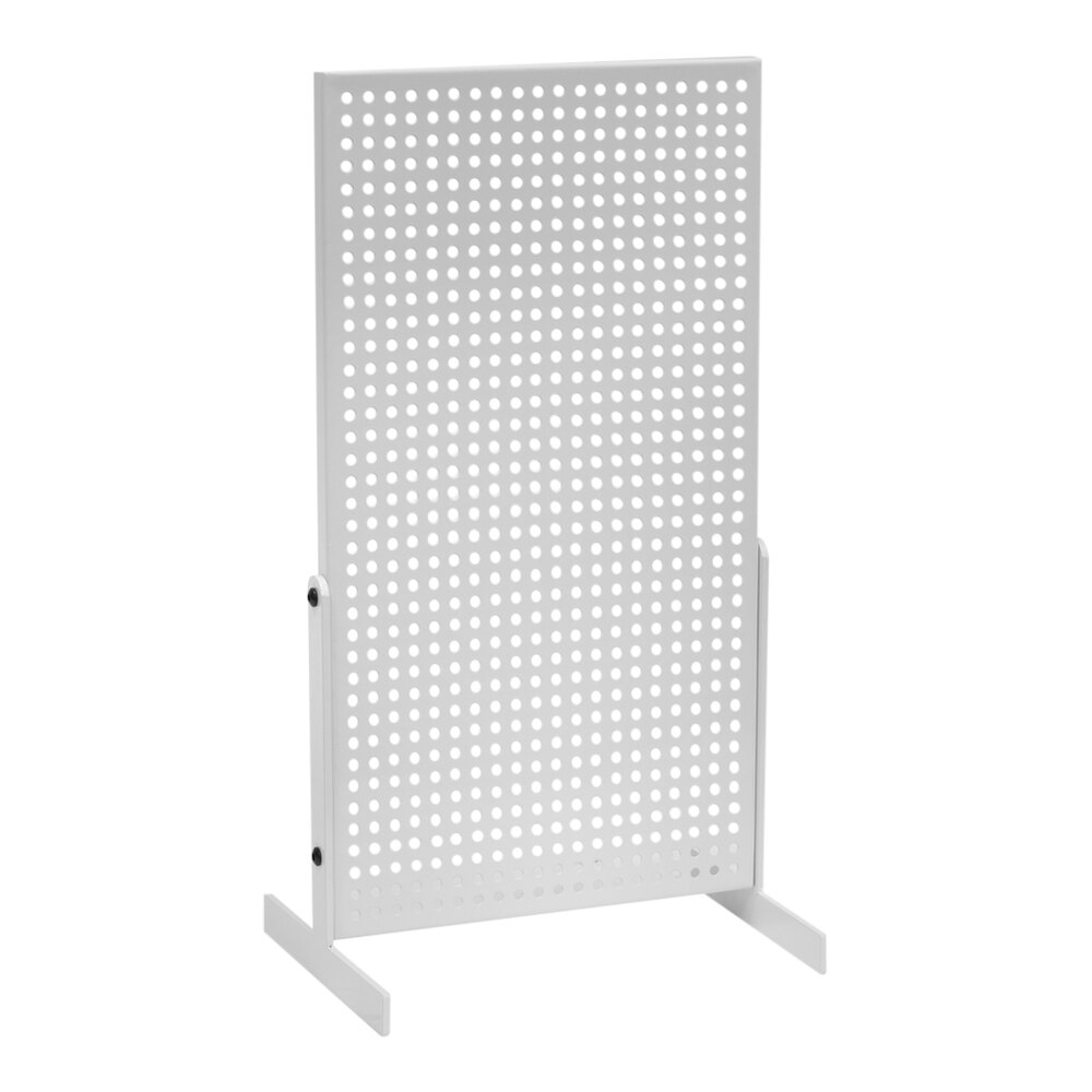 11" x 8" x 20 1/2" White Steel Pegboard Countertop Retail Display Stand