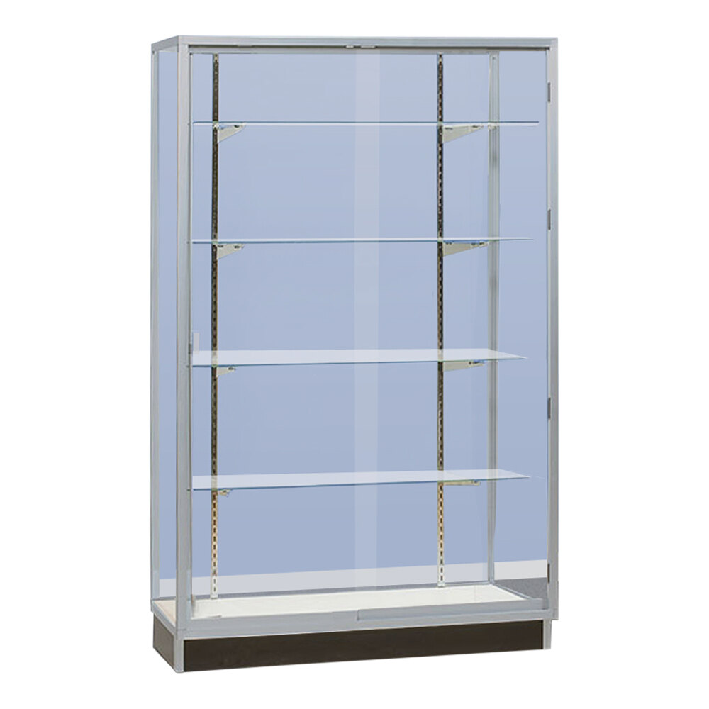 48" x 20" x 72" Glass 4-Shelf Display Showcase with Glass Back and ...