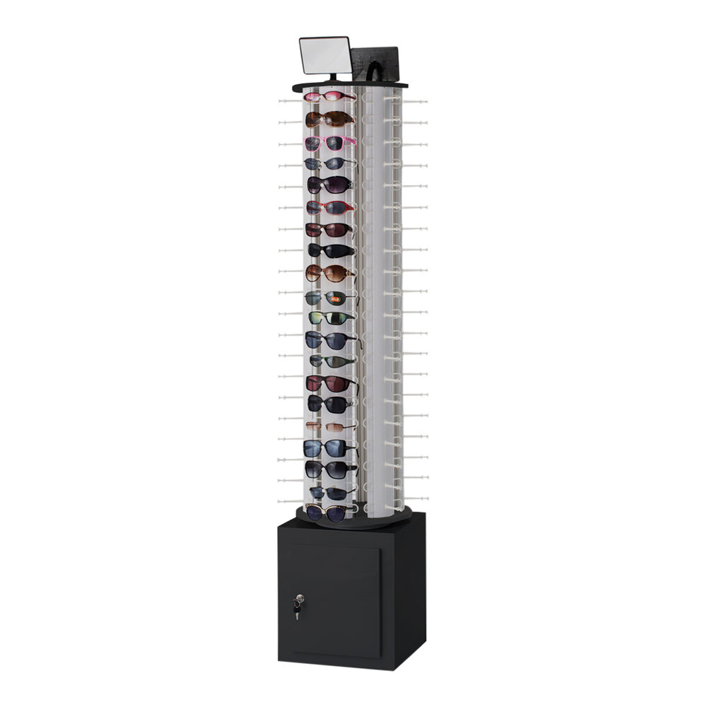 15 1/4" x 15 1/4" x 79" Eyewear Spinner Display with Locking Storage ...