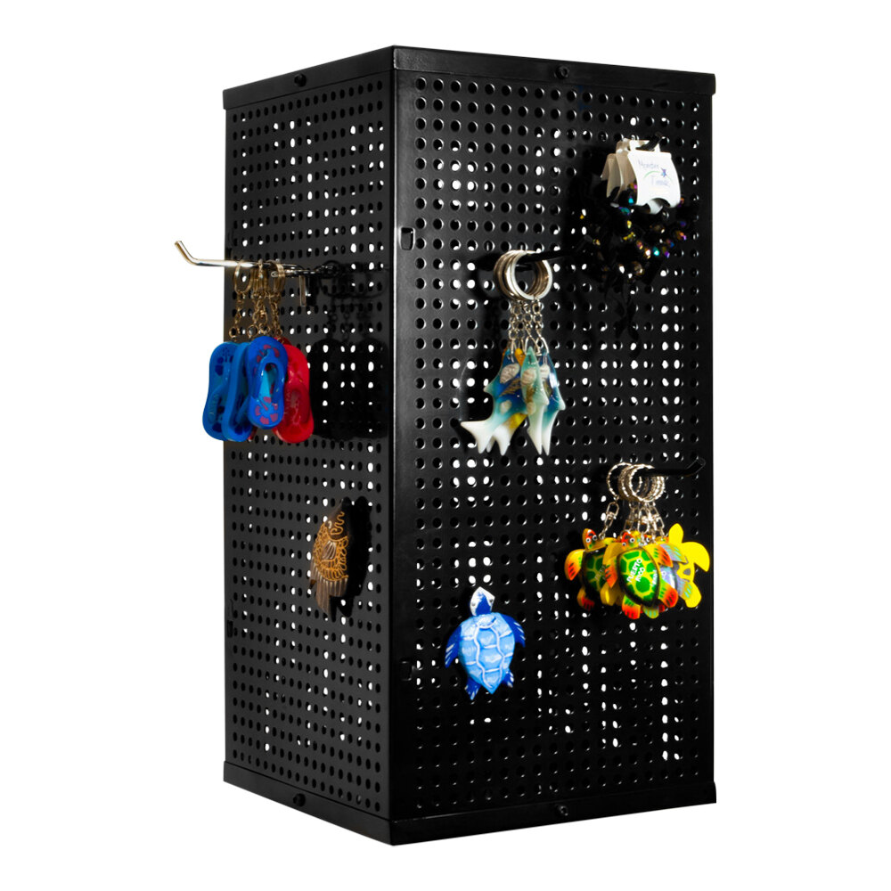 10" x 10" x 20" Black Steel 4-Sided Pegboard Countertop Retail Spinner ...