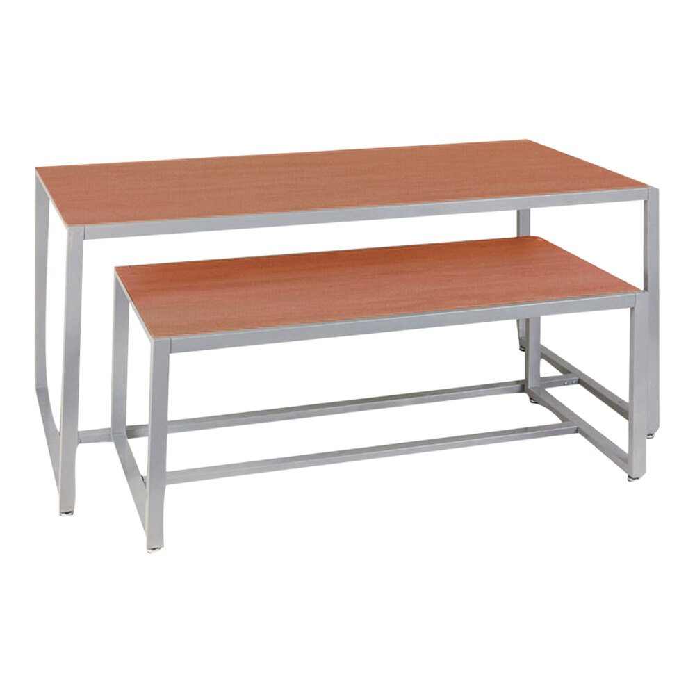 2-Piece Nesting Display Table Set with Cherry Wood Melamine Top