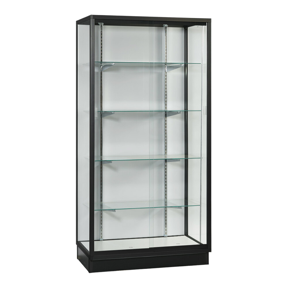 70" x 20" x 72" Glass 4-Shelf Display Showcase with Black Aluminum ...