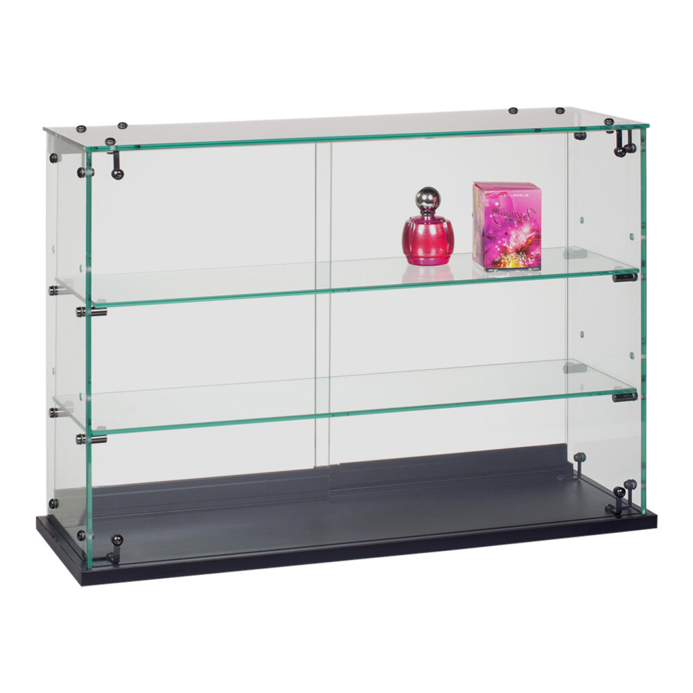 28" x 10" x 20" Glass 2-Shelf Locking Countertop Display Showcase with ...