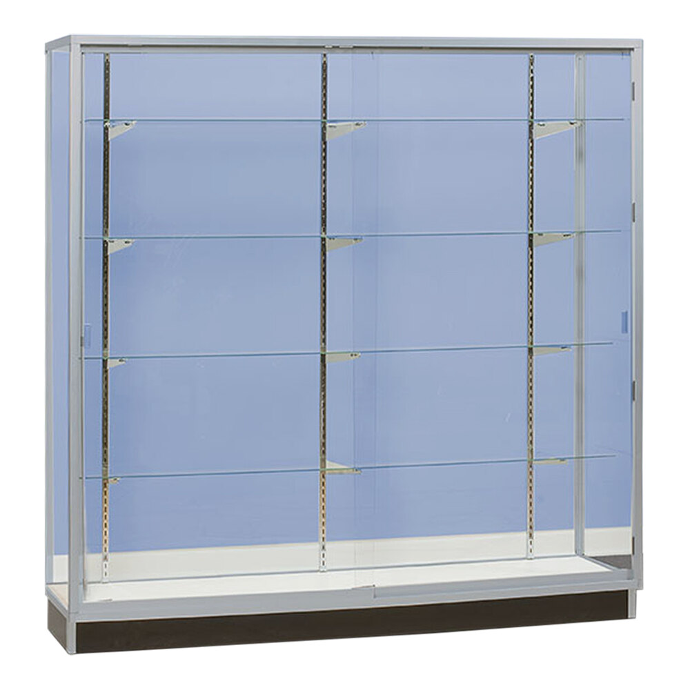 60" x 20" x 72" Glass 4-Shelf Display Showcase with Glass Back and ...