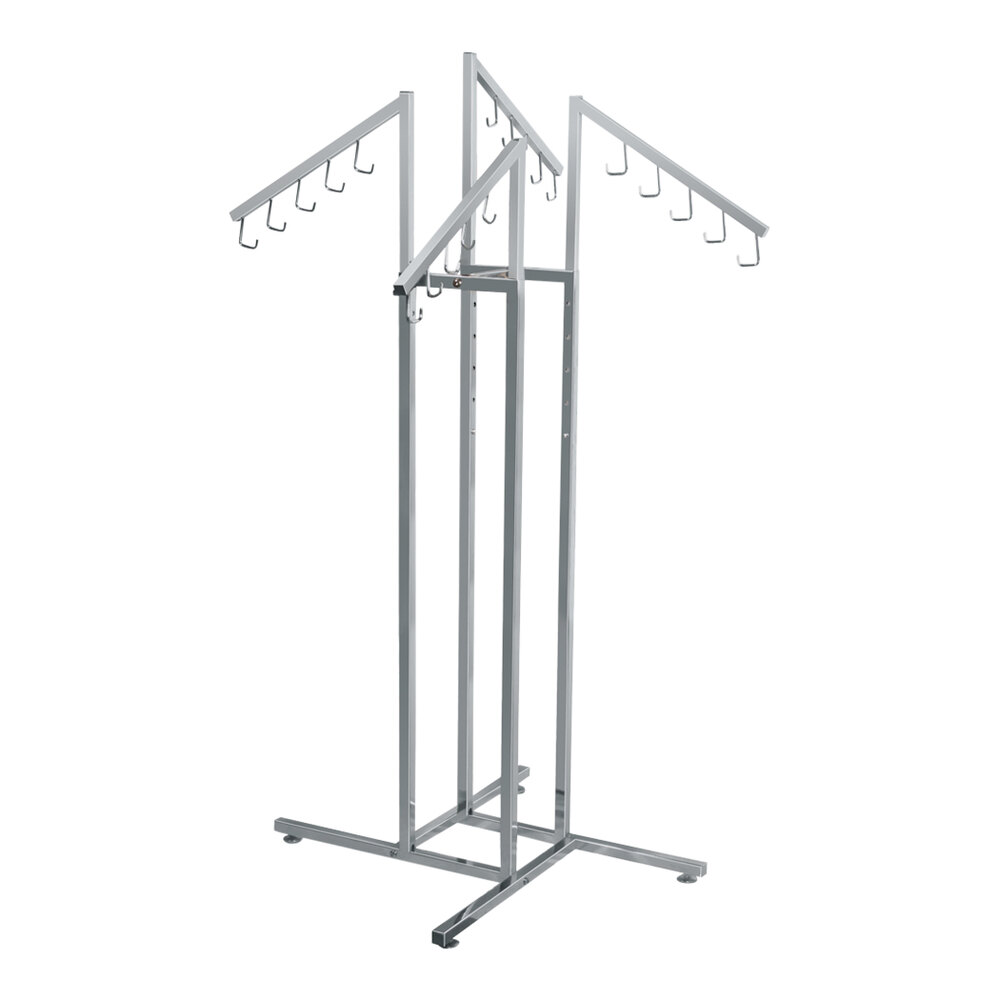 34" x 34" x 72" Chrome-Plated Steel Handbag Display Rack with Angled J ...
