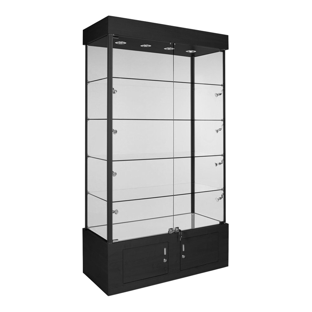 40" x 18" x 73" Glass 4-Shelf Locking Display Showcase with LED ...