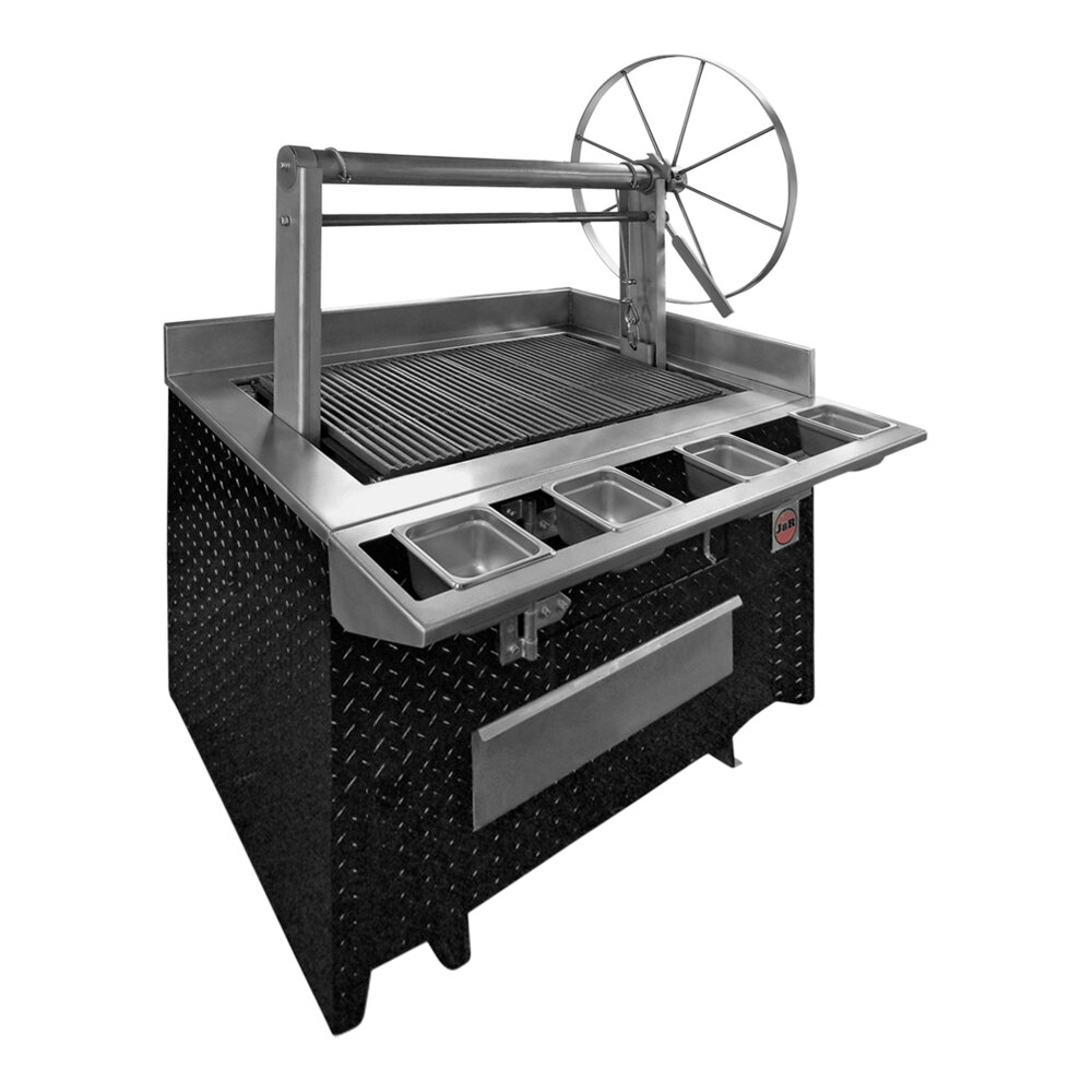 J & R Manufacturing 801-5 48" x 24" Santa Maria-Style Wood Show Grill ...