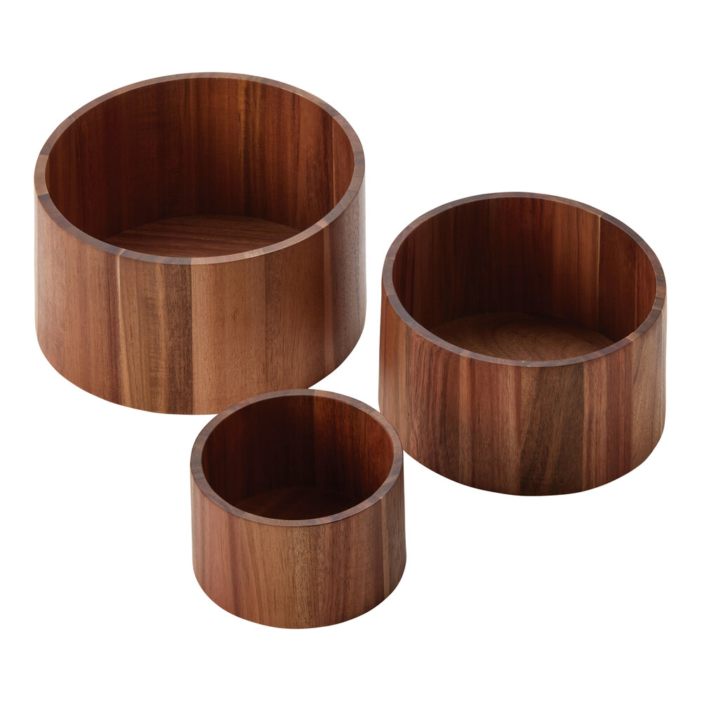 American Metalcraft RARS3 3-Piece Round Acacia Wood Riser Set