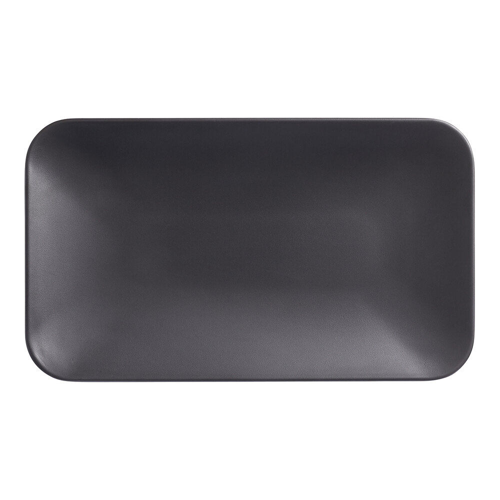 American Metalcraft Mix & Matte 12" x 7" Matte Black Rectangular Melamine Platter