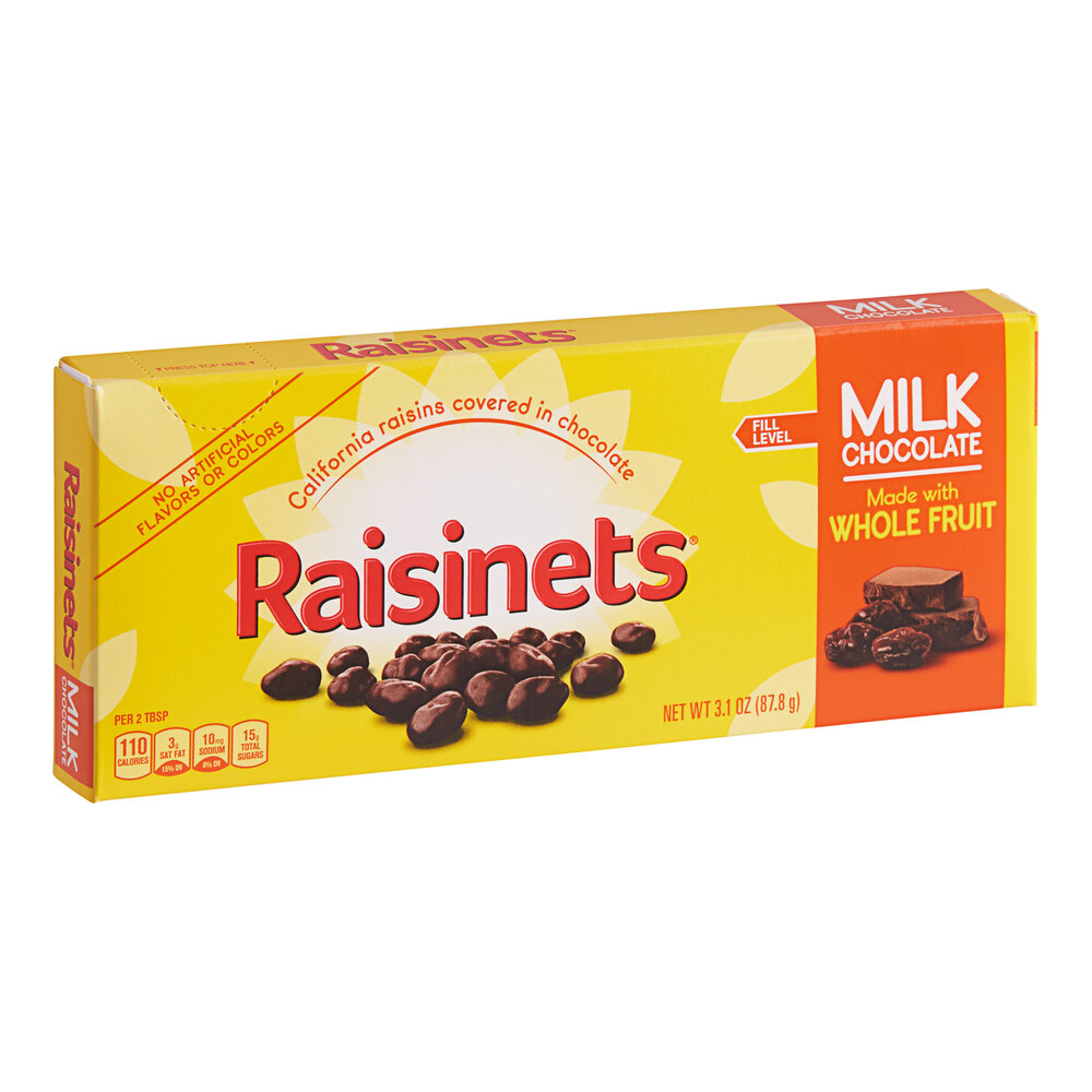 Raisinets Milk Chocolate-Covered Raisins Candy Box 3.1 oz. - 15/Case