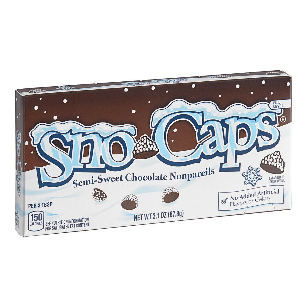 Sno Caps Chocolate Nonpareils Candy Box 3.1 oz. - 15/Case