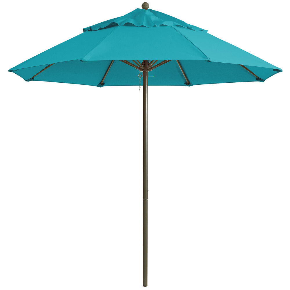 Grosfillex 98324131 Windmaster 7 1/2' Turquoise Fiberglass Umbrella ...