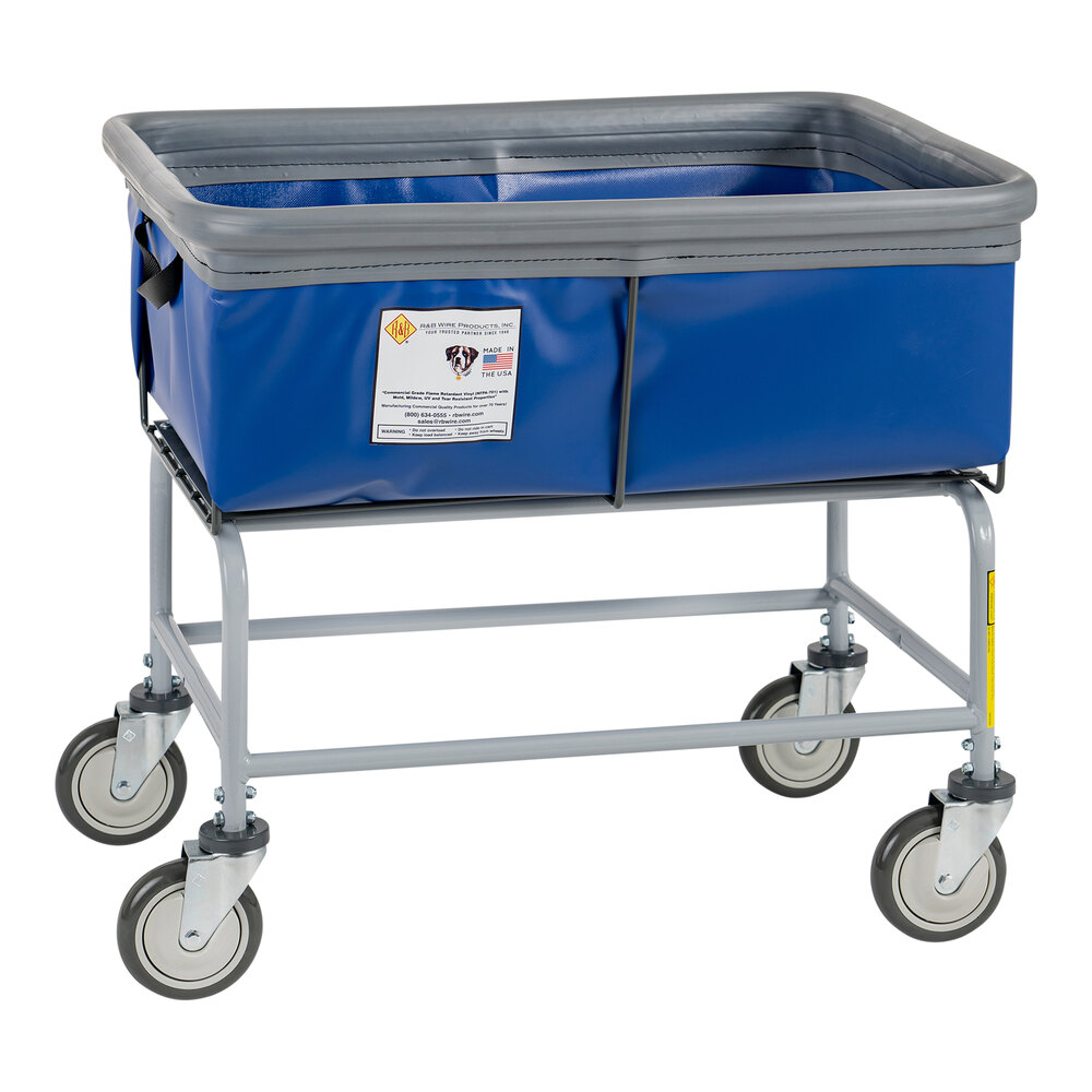 R&B Wire Products, Inc. 3 Bushel Blue Elevated Fully Sewn Vinyl Basket ...