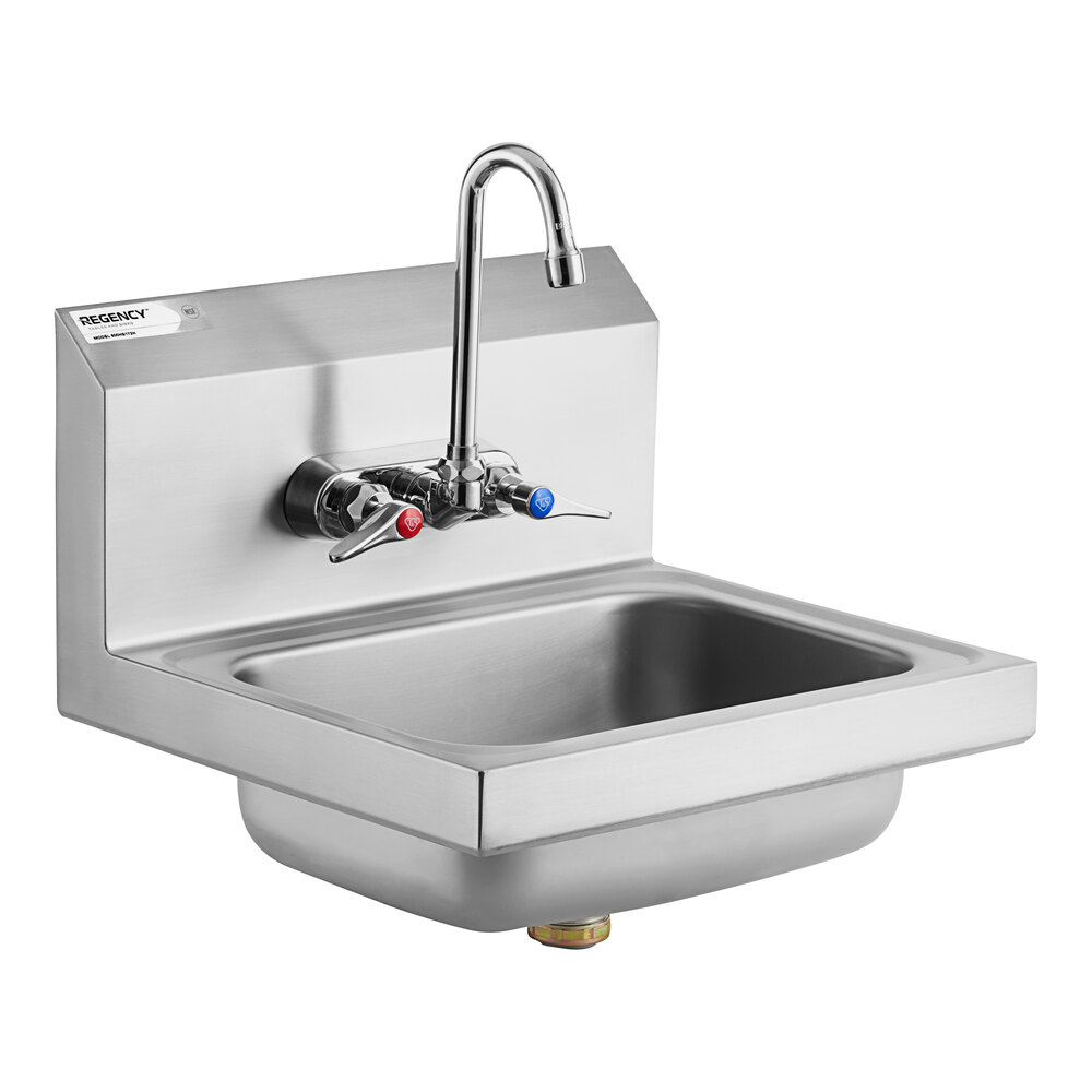 Regency 17" x 15" Wall-Mounted Hand Sink and T&S Faucet with 1.2 GPM ...