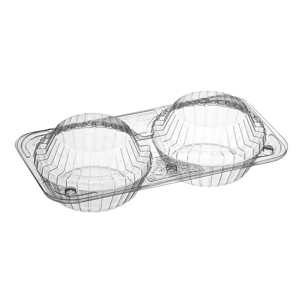 Polar Pak Clear Plastic 2-Compartment 4" Tart Hinged Container - 250/Case