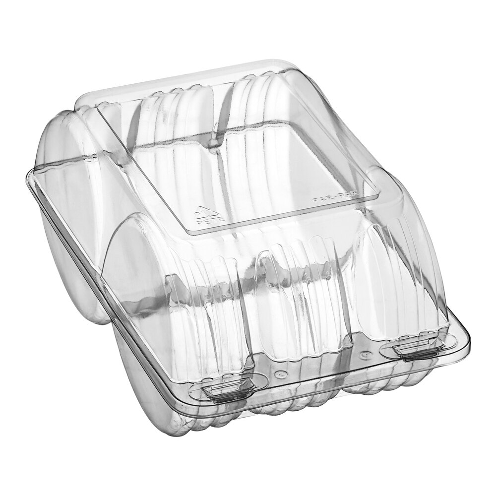 Polar Pak Clear Plastic 6-Compartment Donut Hinged Container - 240/Case