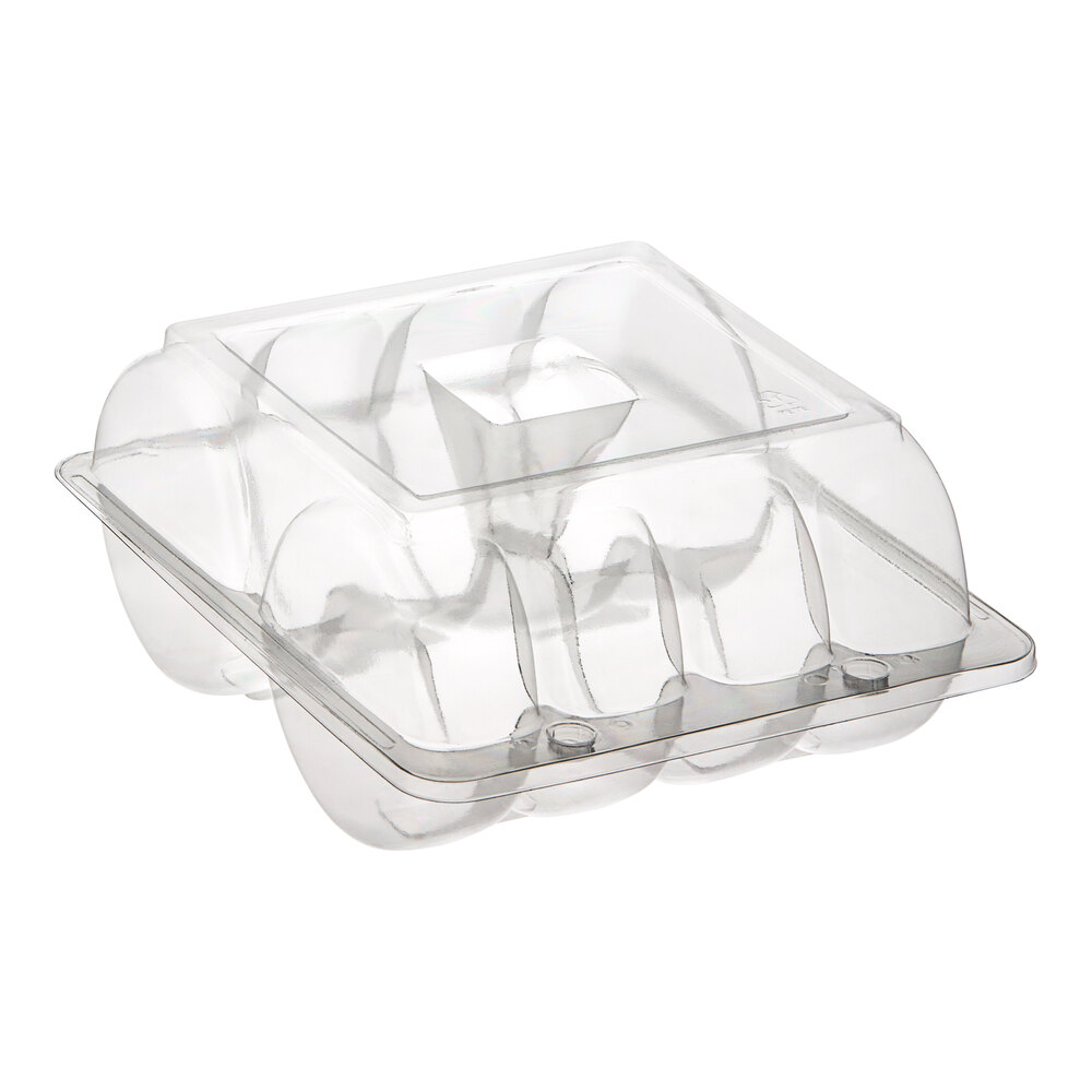 Polar Pak Clear Plastic 8-Compartment Donut Hinged Container - 220/Case