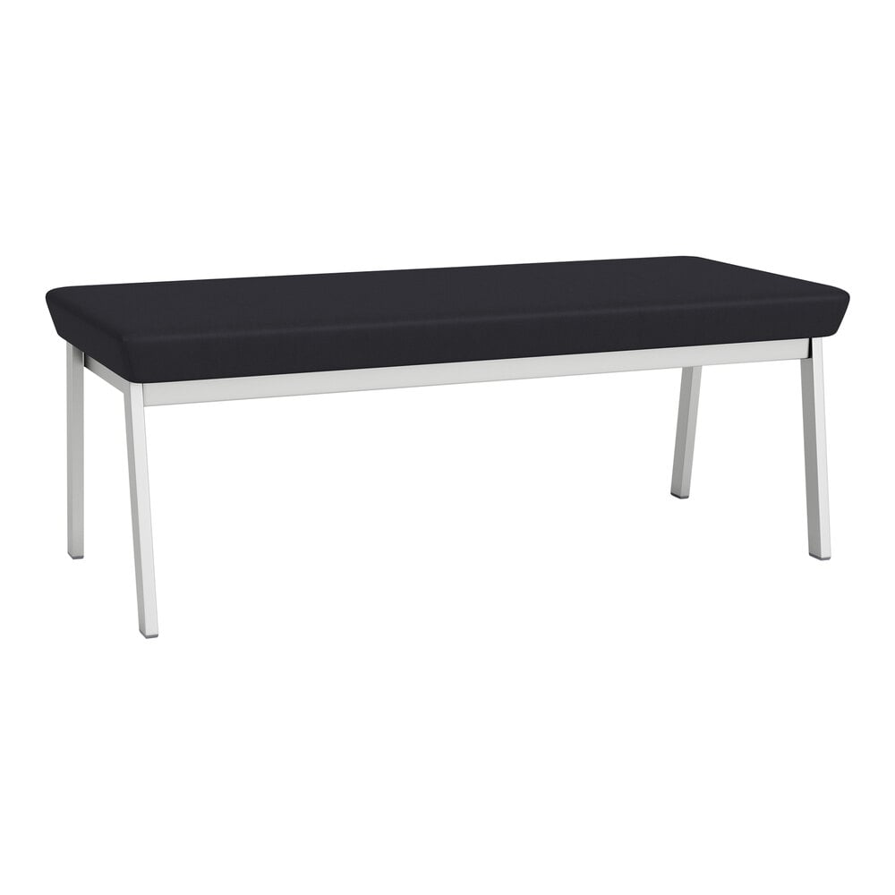 Lesro Newport Patriot Plus Black Vinyl 2-Seat Bench with Silver Powder ...