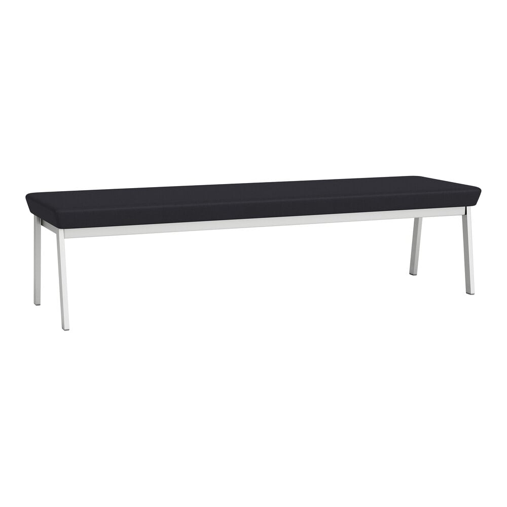 Lesro Newport Patriot Plus Black Vinyl 3-Seat Bench with Silver Powder ...