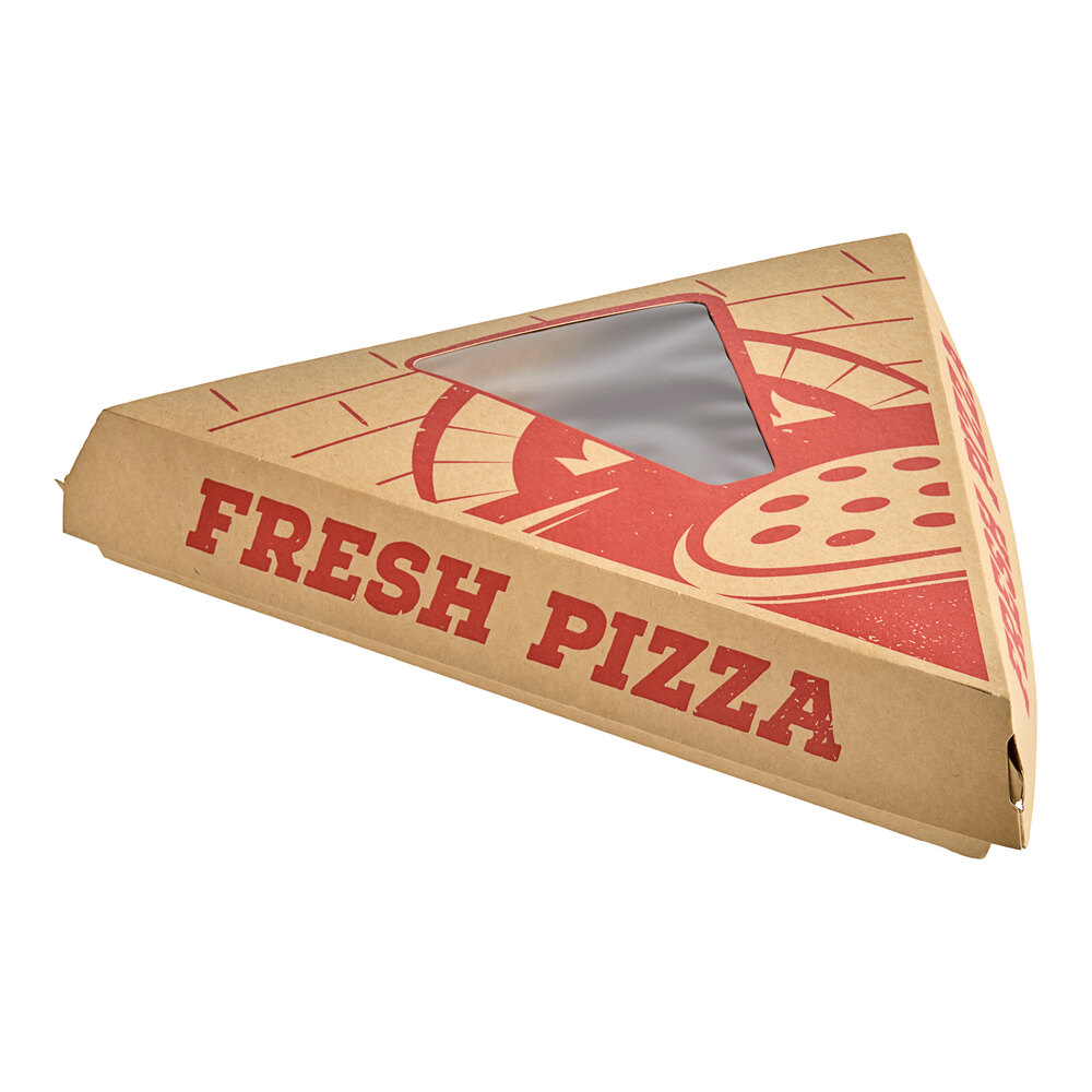 Choice Kraft Clay-Coated Clamshell Pizza Slice Box with Window - 400/Case