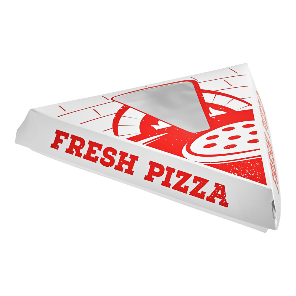 Choice White Clay-Coated Clamshell Pizza Slice Box with Window - 20/Pack