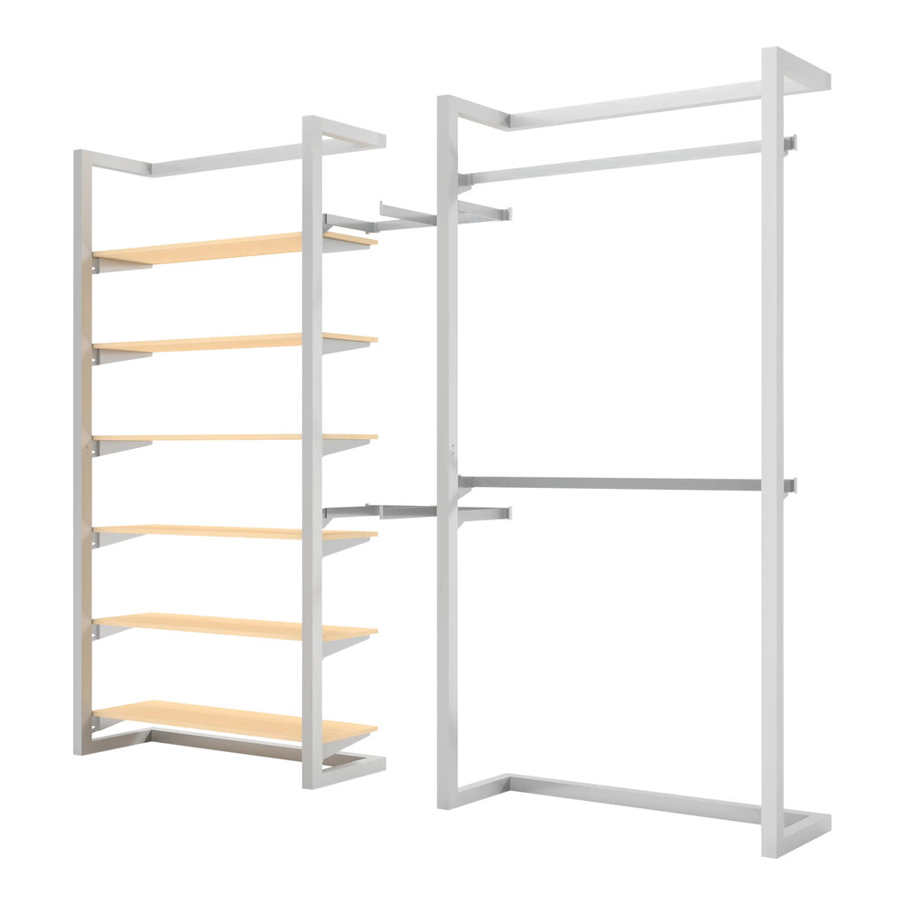 Econoco Alta 122" x 16" x 96" Satin Chrome Wall-Mount Retail Display ...